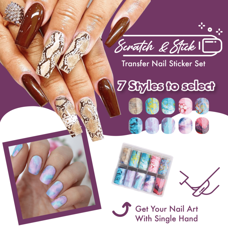 Scratch and Stick Transfer Nail Sticker Set - Buy 70% Off - Wizzgoo Store